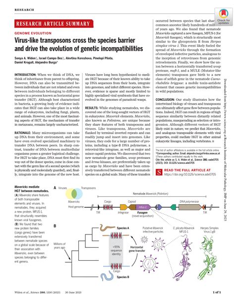 Pdf Virus Like Transposons Cross The Species Barrier And Drive The