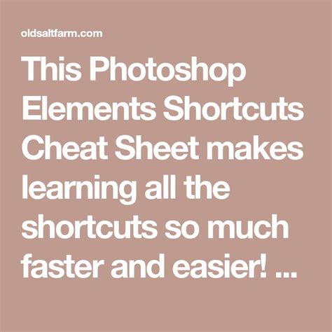 This Photoshop Elements Shortcuts Cheat Sheet Makes Learning All The