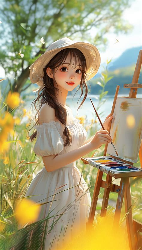 绘画ai数字艺术 写生的女孩绘画 Ai插画免费下载格式1136像素编号71246133 千图网