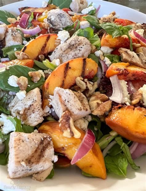 Grilled Peach Salad With Chicken Easy Summer Salad With Fruit