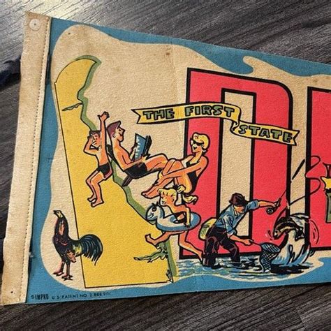 Vintage Delaware The First State Souvenir Pennant Approx 25” 4875650452