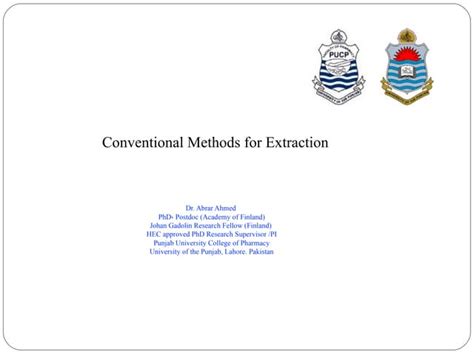 Basic Extraction Methods Pptx