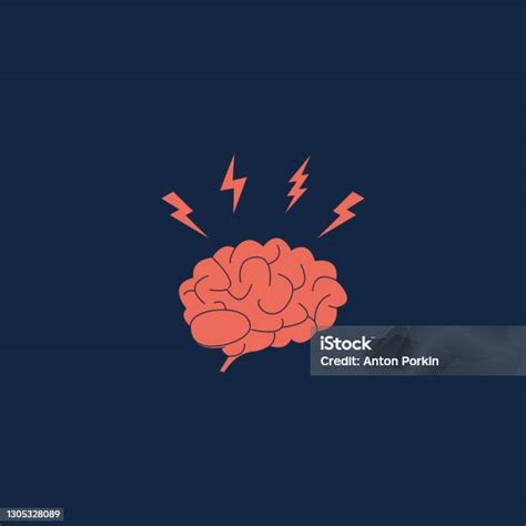 두통 스트레스 정서적 피로 아이콘 번개 기호와 뇌 피로와 스트레스 개념 벡터 두통에 대한 스톡 벡터 아트 및 기타 이미지 두통 만화 아픔 Istock