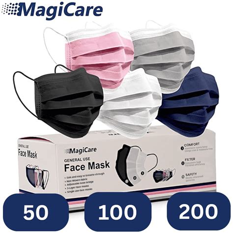 Magicare Protective Face Masks Breathable 3 Layers Of Protection Multicolor Face Mask For