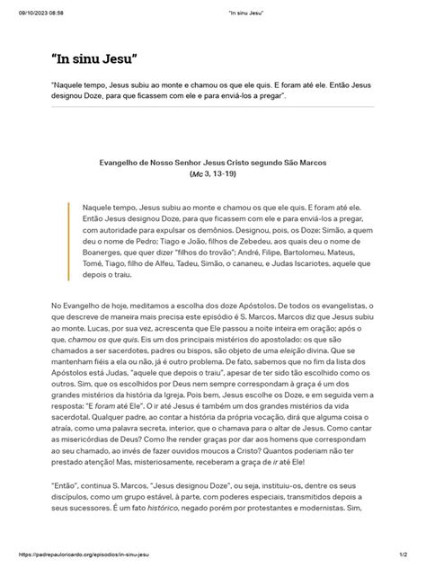 In Sinu Jesu Pdf Jesus Igreja Católica