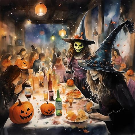 Premium Ai Image Halloween Adult Party Scary Generative Ai Illustration