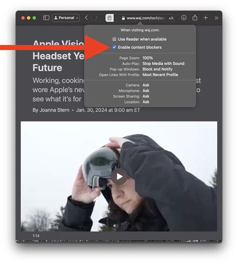 how to disable content blockers for specific sites in safari for mac