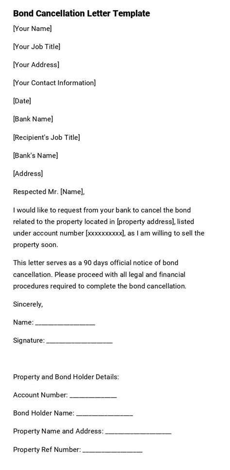 Bond Cancellation Letter