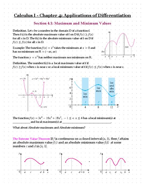 Notes Ch4 Calc I Chapter 4 Calculus I Chapter 4 Applications Of