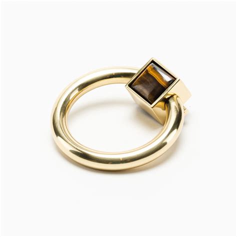 Porter Ring Custom Pull Gemstone Hardware In Polished Brass In