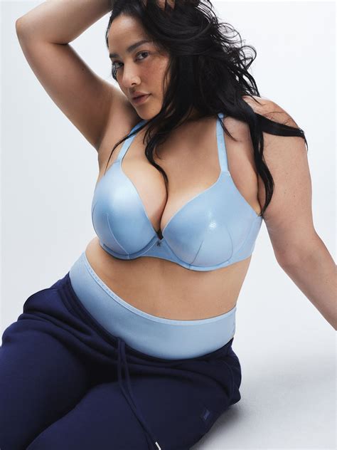 New Microfiber Metallic Push Up Bra In Blue Savage X Fenty