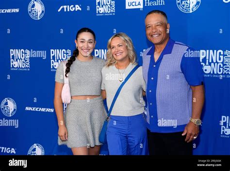 Los Angeles Dodgers Manager Dave Roberts Poses With His Wife Tricia