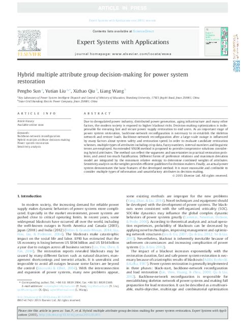 pdf hybrid multiple attribute group decision making for power system