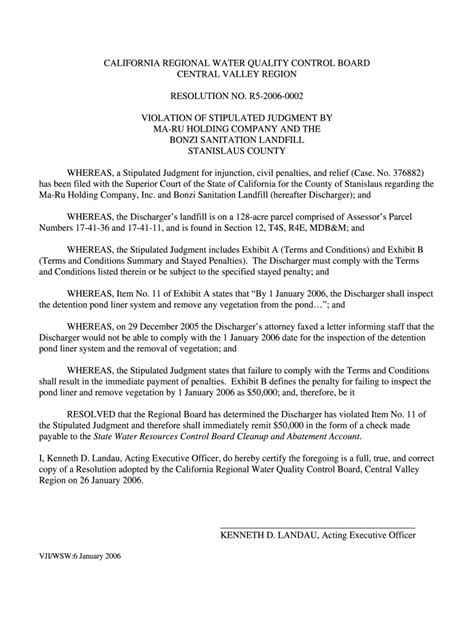 Fillable Online Violation Of Stipulated Judgment By Fax Email Print Pdffiller