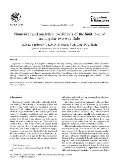 Pdf Predicting Limit Load Of Two Way Slabs