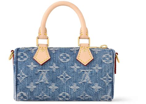 Louis Vuitton Nano Speedy Monogram Denim Blue In Cotton Denim With Gold