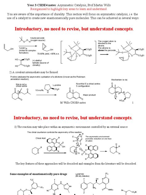 Ch3e4 Stereoselective Synthesis Mw Handout Reorganised 021111 Pdf Enantioselective Synthesis