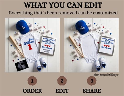 Baseball Dodgers Digital Pregnancy Announcement Template