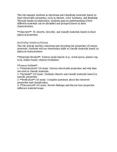 Properties Of Matter Lab Classifying Materials By Observable Properties 5 Ps1 3