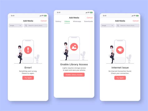 Error Screens For A Mobile App Behance