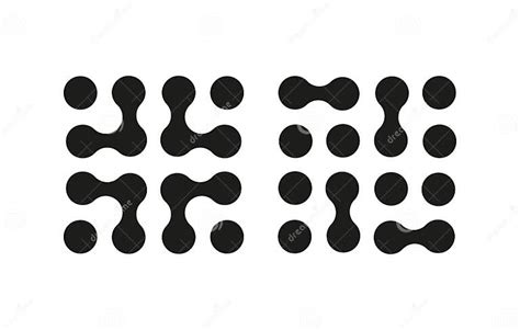 Abstract Connected Blobs Icon Set Of Metaball Logotype Connected Dots