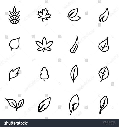 Vector Line Leaf Icon Set On Stock Vector Royalty Free 463517438