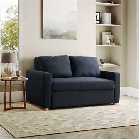 Serta Tennyson Scandinavian Convertible Loveseat With Full Size Sleeper