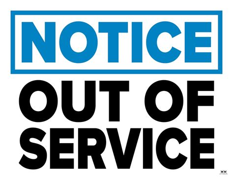 Out Of Service Signs 25 Free Printables Printabulls