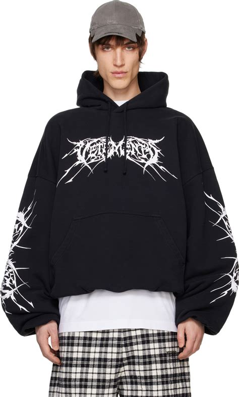 Vetements Black Death Metal Cropped Boxy Hoodie Vetements