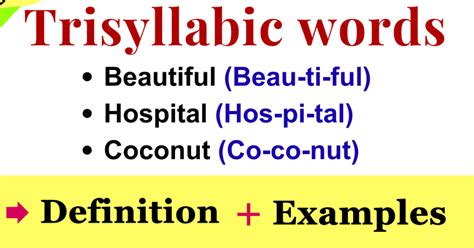 Top 270 Trisyllabic Words • 3 Syllable Words List • Trisyllable