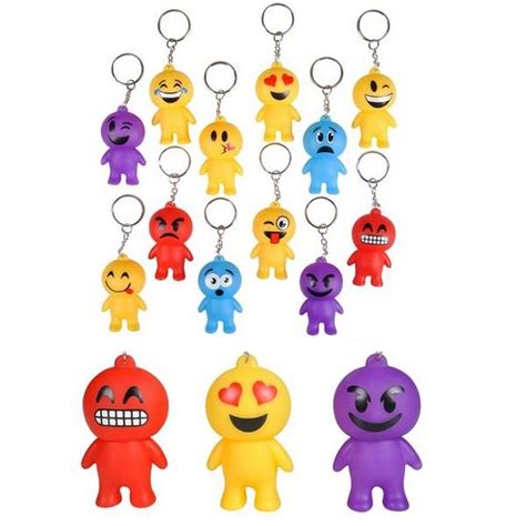 Express Yourself With Assorted Bulk Pack Of Emoticon Face Keychains