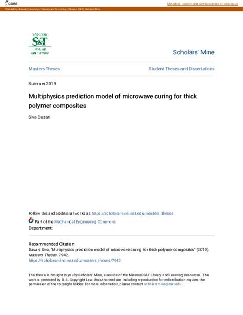 Pdf Multiphysics Prediction Model Of Microwave Curing For Thick