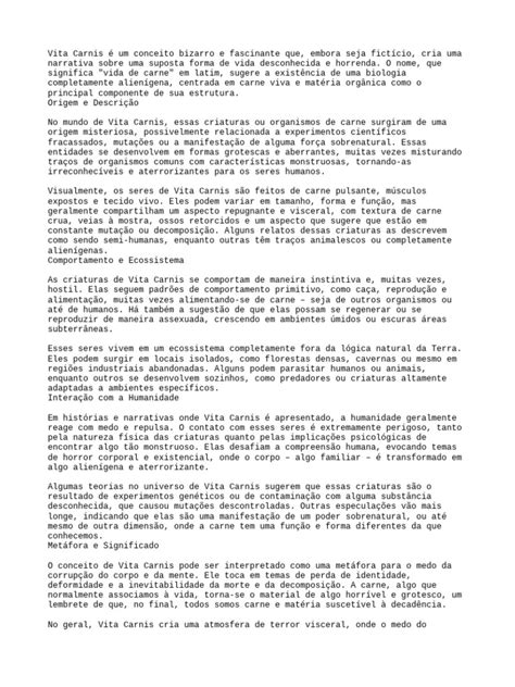 Vita Carnis É Um Conceito Bizarro E Pdf