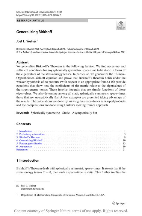 Generalizing Birkhoff Request Pdf