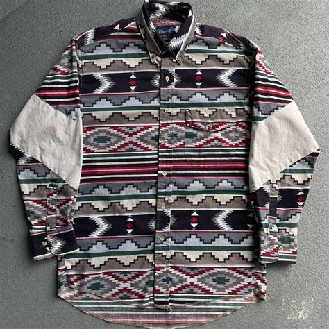 Vintage 1990s Wrangler Aztec Button Down Depop