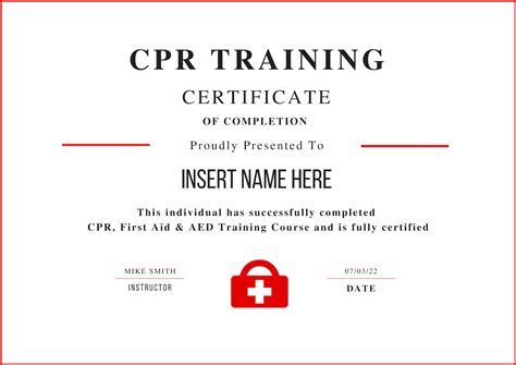 Cpr Training Certificate Cpr Editable Template Cpr Course Etsy