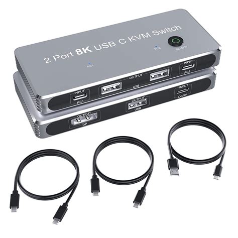 Usb C Kvm Switch 8k Kvm Switches Dp 1 4 2xusb C Pc To One Displayport Monitors 8k 60hz 4k 144hz