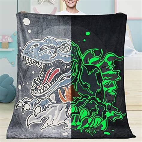 Glow In The Dark Dinosaur Blanket For Boys Warm Soft Throw