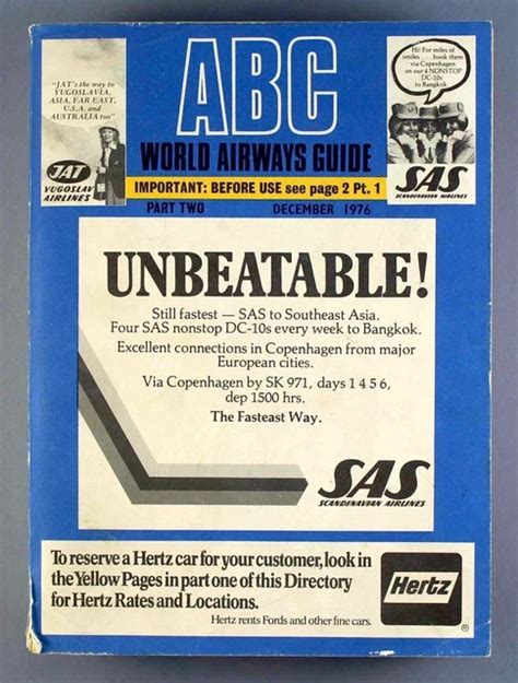 Abc World Airways Guide December 1976 Airline Timetable Part Two Blue