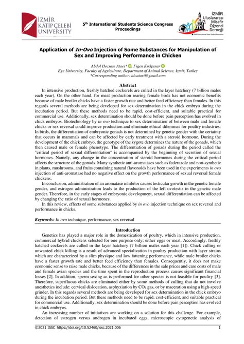 Pdf Application Of In Ovo Injection Of Some Substances For Manipulation Of Sex And Improving