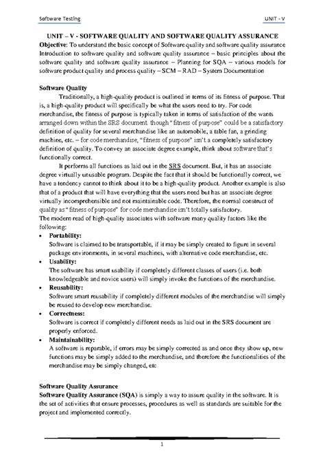 Software Testing Unit V Software Quality And Software Quality