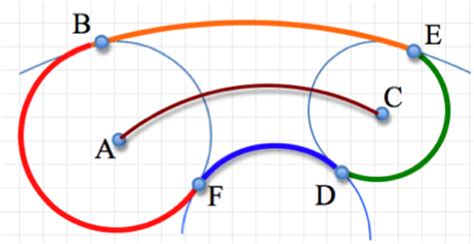 Geometry Calculating A Tangent Arc Between Two Points On Two Circles Mathematics Stack Exchange