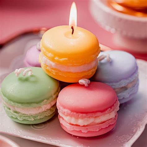 Plain Soy Wax Macaron Shaped Candle For Lighting Decoration Birthday