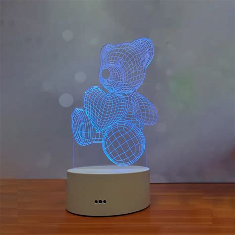 Cute Rgb Bear Light Acrylic Bear Atmosphere Led 3d Illusion Light Live