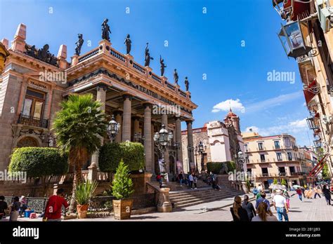 Colored Colonial Houses In Old Town Of Guanajuato Colorful Alleys And