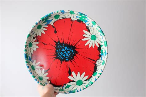 1960s 70s Vintage Groovy Flower Power Plate Trayretro Eat Serving