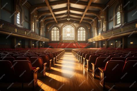 Premium Photo | Nostalgic shot of an empty student auditorium at university at the end of the ...