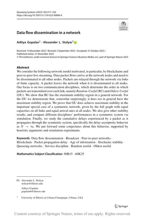Data Flow Dissemination In A Network