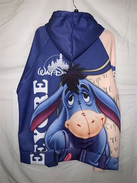 Rare Walt Disney Eeyore Xl Full Zip Hoodie Jacket Mint Cond Hard To