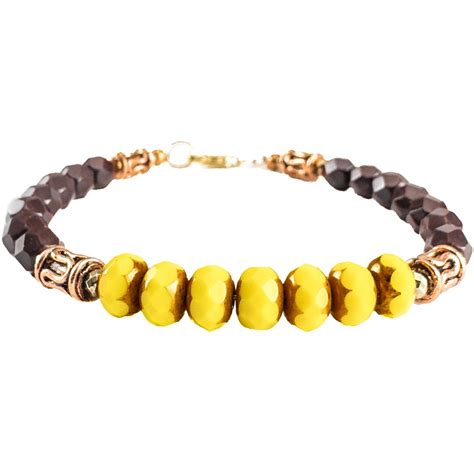 Bright Yellow Glass Bead Bracelet With Solid 14kt Gold Fill Solid